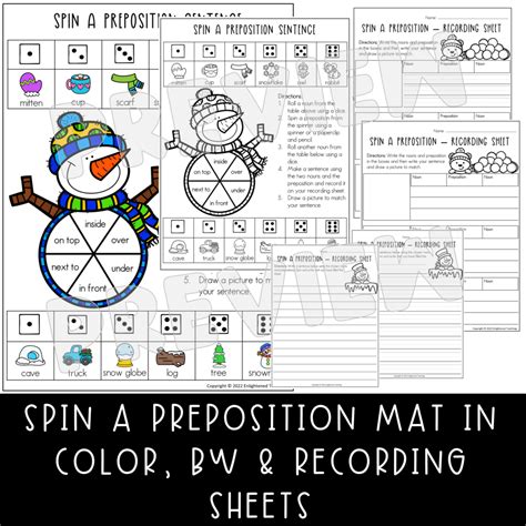 Winter Preposition Sentences Worksheets Cut Glue Paste Preposition