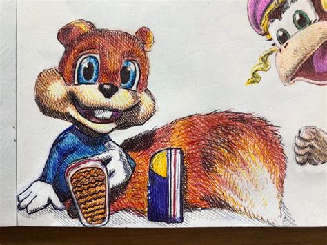 Conker And Dixie Kong Original Drawing Etsy