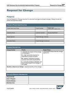 Sap Change Request Form Template At Templatemaster In 2024 Templates Change Request Sap