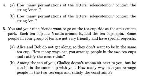 Solved 4 A How Many Permutations Of The Letters