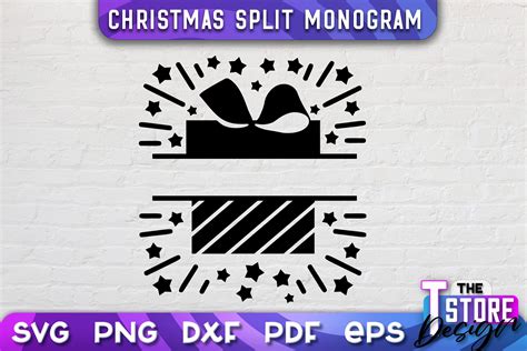 Christmas Split Monogram Svg Xmas Svg Graphic By The T Store Design · Creative Fabrica
