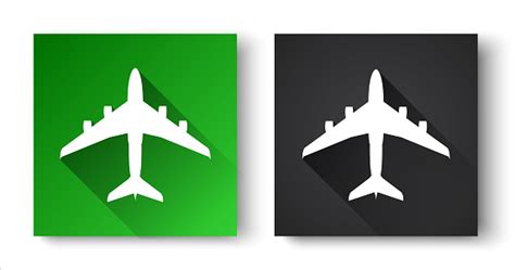 흰색 배경 여행 및 휴가 기호 응용 프로그램에 대 한 현대적인 디자인에 고립 된 비행기와 함께 검정과 녹색 평면 아이콘 개념에 대한 스톡 벡터 아트 및 기타 이미지 Istock