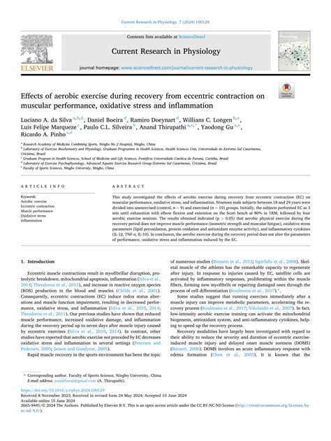 Pdf Effects Of Aerobic Exercise During Recovery From Eccentric