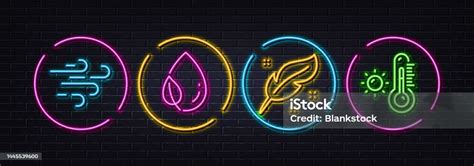 잎 이슬 깃털과 바람이 부는 날씨 최소한의 선 아이콘 웹 응용 프로그램 인쇄용 네온 레이저 3d 조명 벡터 계절에 대한 스톡 벡터 아트 및 기타 이미지 Istock