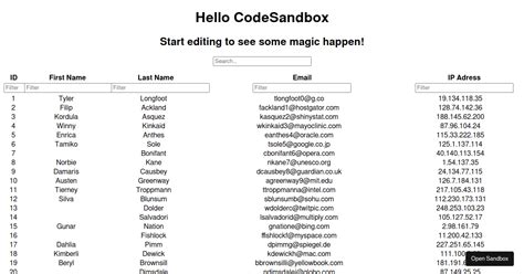 Svelte Simple Datatables Examples Codesandbox