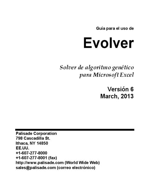 silo tips evolver solver de algoritmo genetico para microsoft excel version 6 march guia