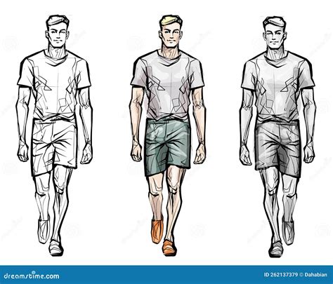 Fashion Man Set Of Fashionable Mens Sketches On A White Background
