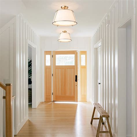 Contemporary Wide Linen Drum Brass Semi Flush Mount Lightfixturesusa