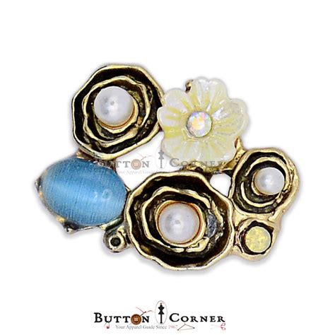 Fancy Button With Pearl And Beads Button Corner