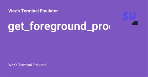 Getforegroundprocessinfo Wezs Terminal Emulator