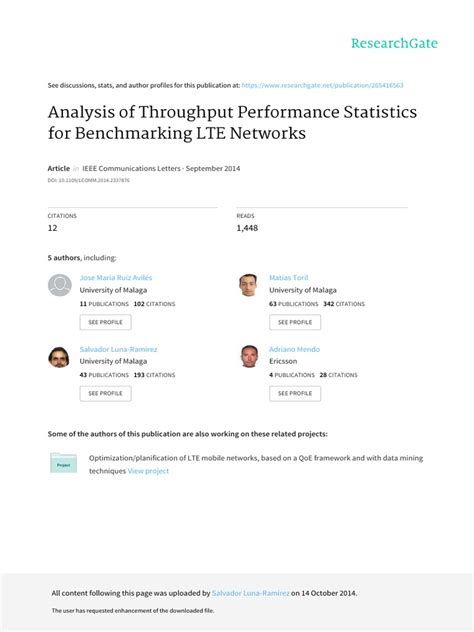 Analysis Of Throughput Performance Statistics Pdf Lte