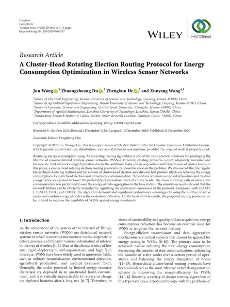 Pdf A Cluster Head Rotating Election Routing Protocol For Energy Consumption Optimization In