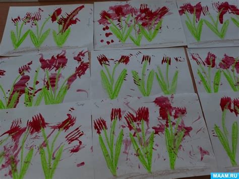 Конспект занятия по рисованию вилкой в первой младшей группе «Цветы для мамочки 5 фото