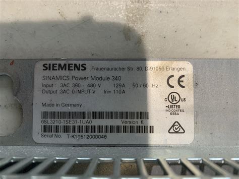 Siemens Sinamics Power Module 340 Stock 0152124 G 2000 Inc