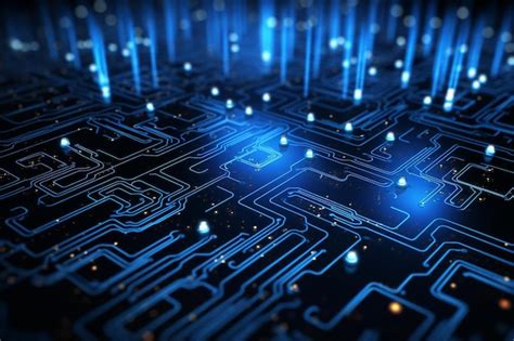 Premium AI Image A Digital Circuit Board With The Blue Lights On It