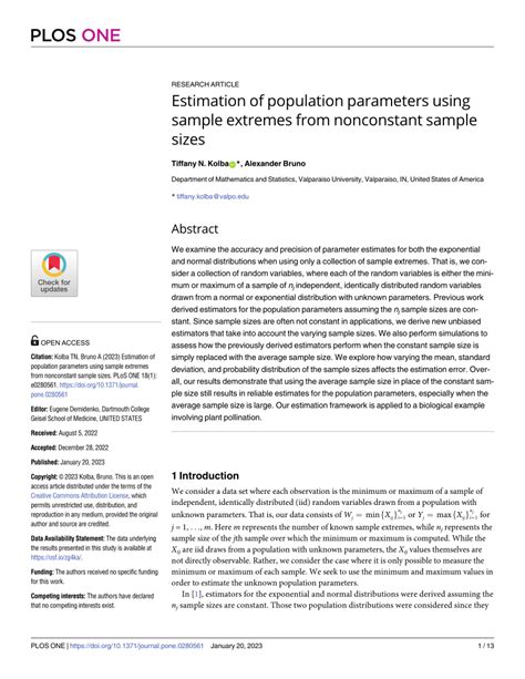 Pdf Estimation Of Population Parameters Using Sample Extremes From