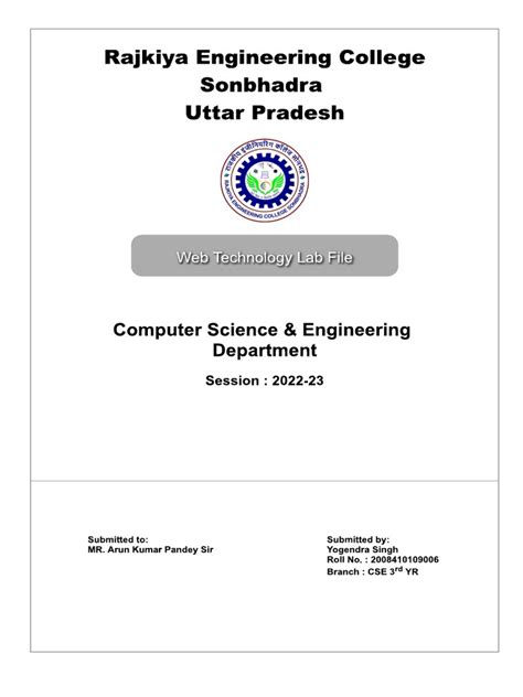 web technology lab file pdf