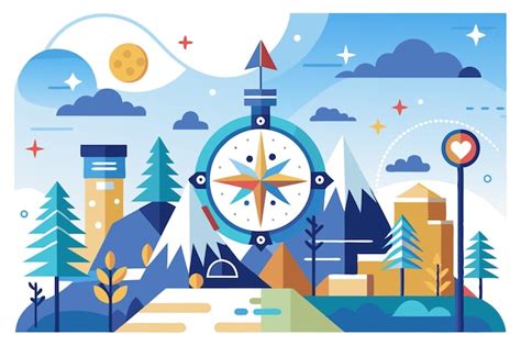 Compass Leading Through Mountainous Terrain With A Heart In Sight Premium Ai Generated Vector