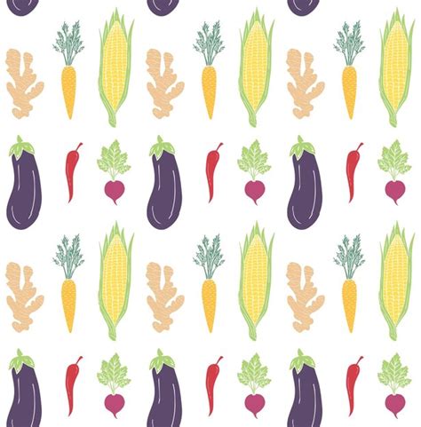 다른 야채 벡터 원활한 패턴 프리미엄 벡터
