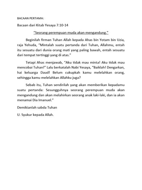 Bacaan Adven 4 Pdf Agama And Spiritualitas