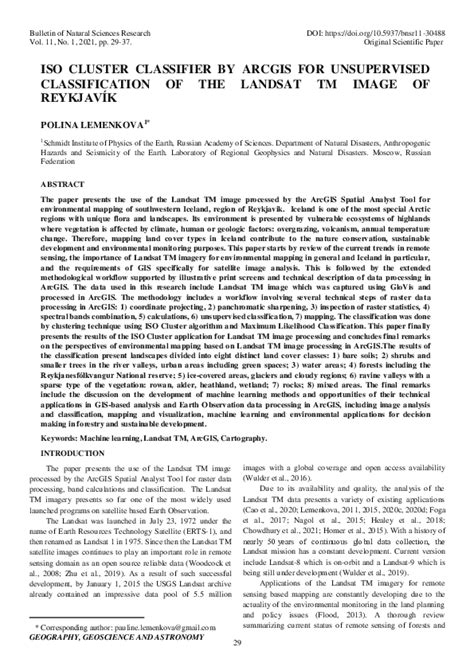 Pdf Iso Cluster Classifier By Arcgis For Unsupervised Classification Of The Landsat Tm Image