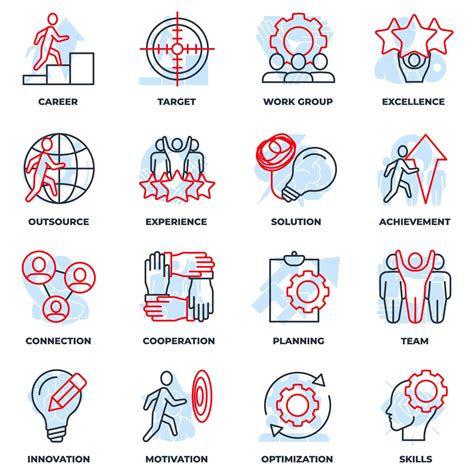 Set Of Business Teamwork Icon Logo Vector Illustration Cooperation Skills Optimization