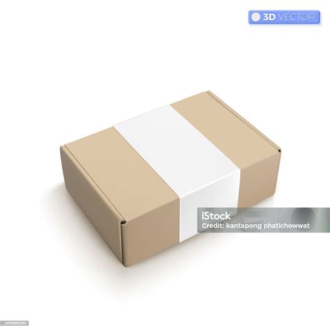 현실적인 골판지 상자 아이콘 기호입니다 빈 흰색 큐브 제품 포장 종이 판지 상자 판지 포장 상자 모형 3d 벡터 격리 그림 디자인입니다 만화 파스텔 최소한의 스타일 모형에