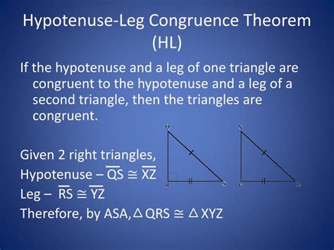 Ppt Lesson 5 4 Hypotenuse Leg Congruence Theorem Hl Powerpoint