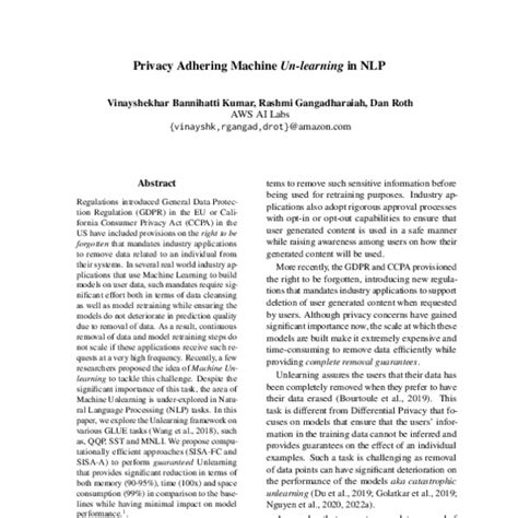 Privacy Adhering Machine Un Learning In Nlp Acl Anthology