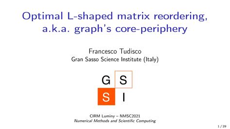 Optimal L Shaped Matrix Reordering Aka Graphs Core Periphery Ppt