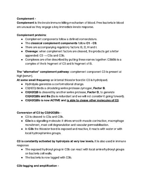 Complement System Immunology Complement Complement Is The Innate Immune Killing Mechanism