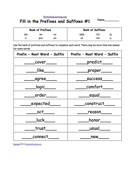 Science Prefix And Suffix Worksheet