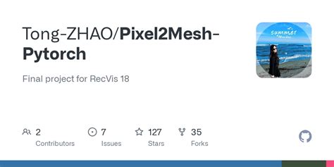 github tong zhao pixel2mesh pytorch final project for recvis 18