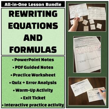 Rewriting Equations Formulas All In One Bundle Notes Activities More