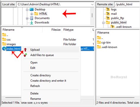 How To Upload The Index File To Your Website Via Filezilla Knowledgebase Doroyal