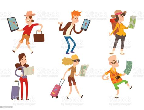여행자 사람들 검색 지도 벡터 자유와 활성 캐릭터 라이프 스타일 개념 그림 여행에 올바른 방향으로 가리키기에 대한 스톡 벡터 아트 및 기타 이미지 Istock