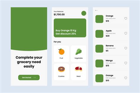 Simple Design Application Grocery Mobile App Ui Kit Android And Ios User Interface Design