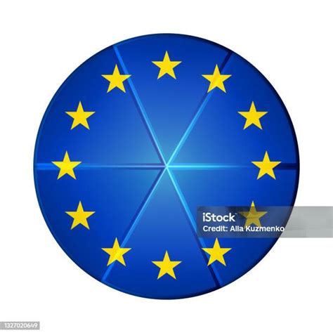 유럽 연합 국기유리 라이트 볼 둥근 구 템플릿 아이콘 Eu 국가 기호 흰색 배경에 강조 표시된 광택 사실적 공 3d 추상 벡터 일러스트레이션 큰 거품 3차원 형태에 대한