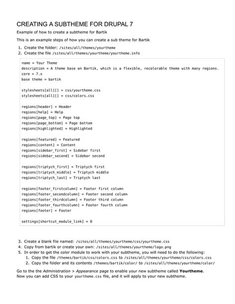 Creating Drupal 7 Subtheme PDF