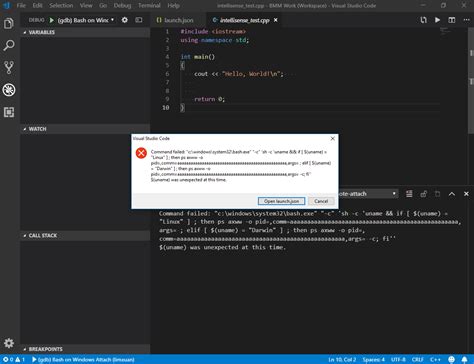 [wsl] Debugger Throwing Errors Command Failed Uname Was