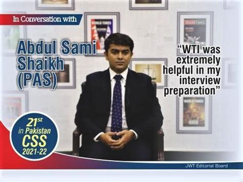 In Conversation With Abdul Sami Shaikh Pas Jahangirs World Times