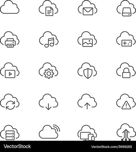 Cloud Computing Thin Icons Royalty Free Vector Image