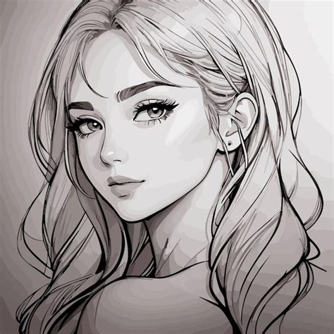 Premium Vector A Drawing Sketch Cute Woman Artwork Handdrawn Vector