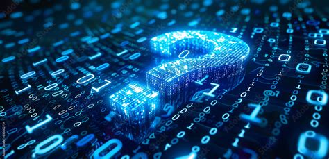 Digital Question Mark Composed Of Glowing Binary Code In A Futuristic