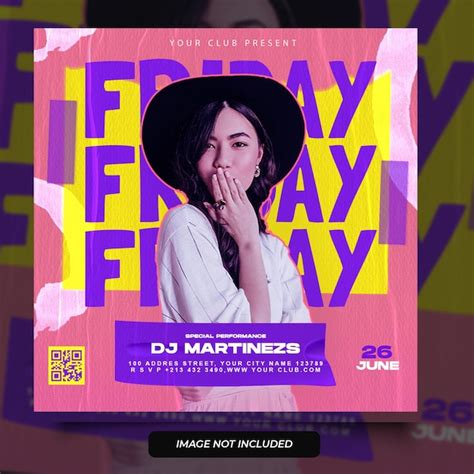 클럽 Dj 파티 전단지 소셜 미디어 게시물 및 웹 배너 템플릿 프리미엄 Psd 파일