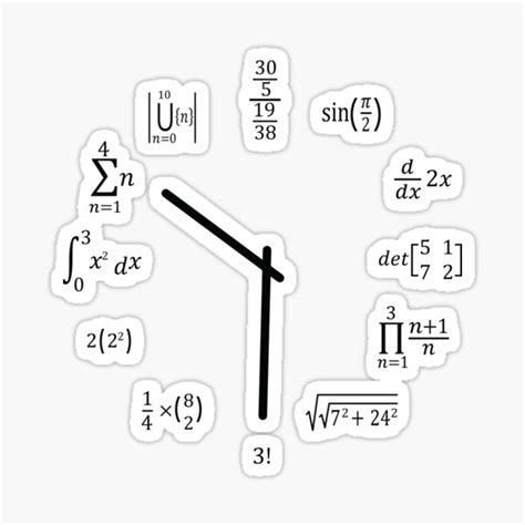 Math Clock Sticker For Sale By Sciencecorner Redbubble