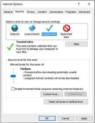 Internet Explorer Settings