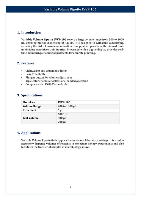 Variable Volume Pipette LVVP 106 Operating Manual Labtron
