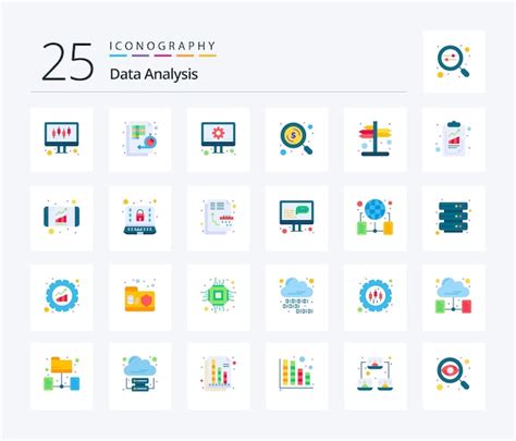 Premium Vector Data Analysis 25 Flat Color Icon Pack Including