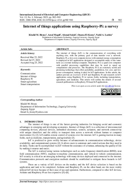 Pdf Internet Of Things Applications Using Raspberry Pi A Survey